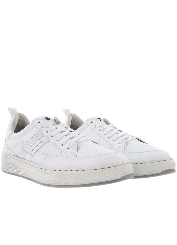 Tênis Democrata Denim Bold Casual Recortes Couro Branco Branco - Studio Z