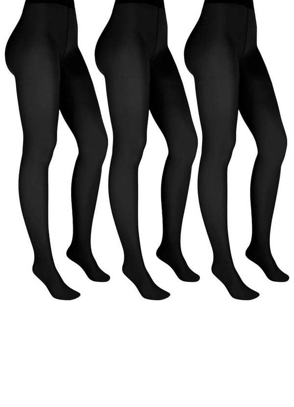 Kit com 3 Meias Calças Fio 20 Europeu Trifil 6308 G Preto - Meias Sao Jorge