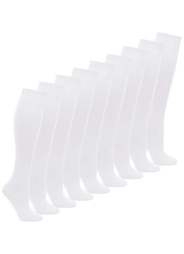 Kit 9 pares de Meias 3/4 Fio 40 Opaca Loba 5550-001 Branco - Meias Sao Jorge