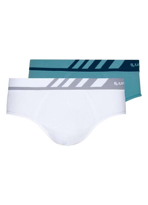 Kit com 2 Cuecas Slip Lupo 691-002 Branco-Azul - Meias Sao Jorge