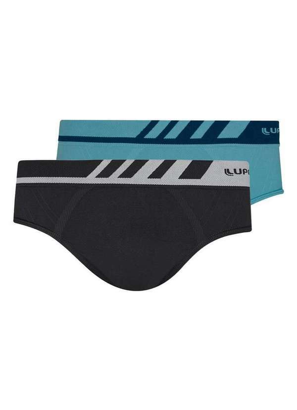 Kit com 2 Cuecas Slip Lupo 691-002 Preto-Azul - Meias Sao Jorge