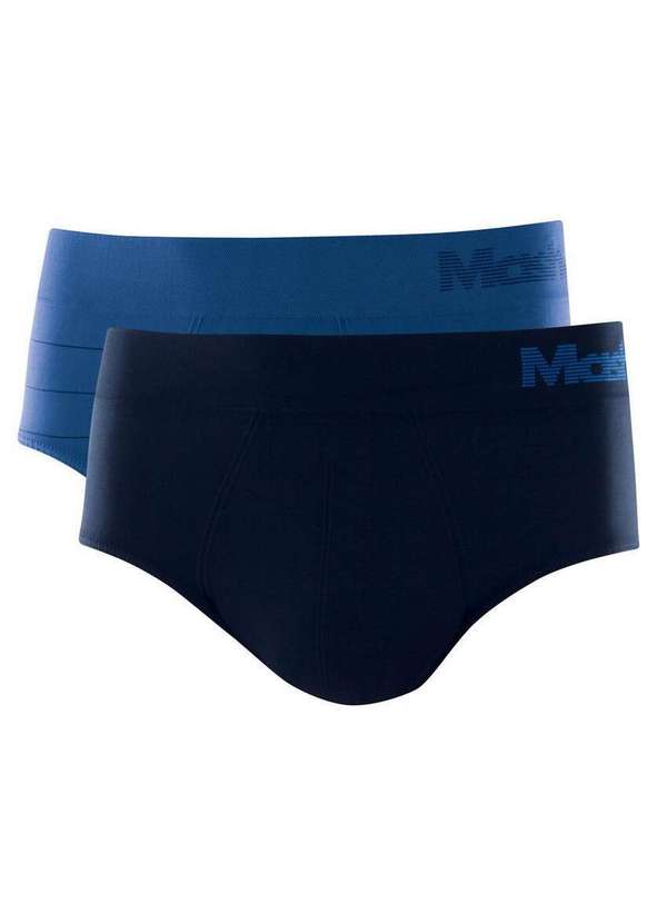 Kit com 2 Cuecas Slip Mash 711.03 Az04-Azul-Marinho - Meias Sao Jorge