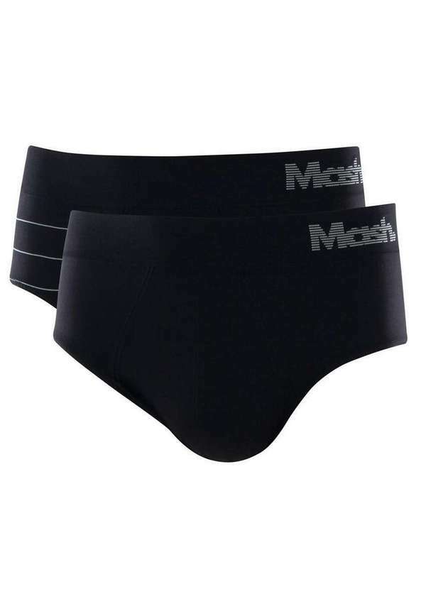 Kit com 2 Cuecas Slip Mash 711.03 Pt01-Preto-Preto - Meias Sao Jorge