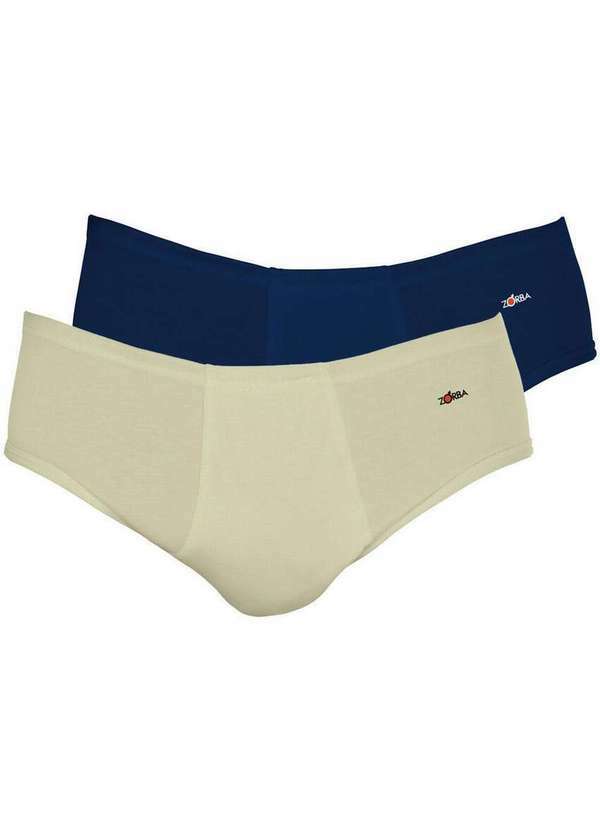Kit com 2 Cuecas Slip Zorba com Abertura 172 Plus Size Bege-Marinho ...