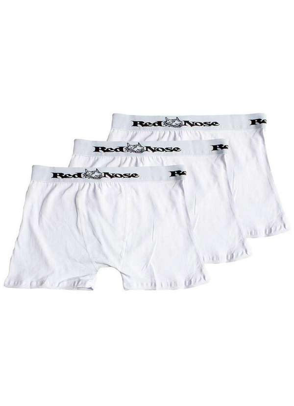 Kit com 3 Cuecas Boxer Red Nose 320 Branco - Meias Sao Jorge
