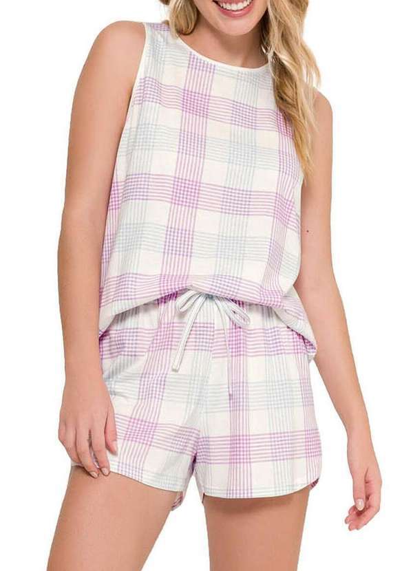 Pijama Feminino Curto Espaço Pijama 4010200 Xadrez - Meias Sao Jorge