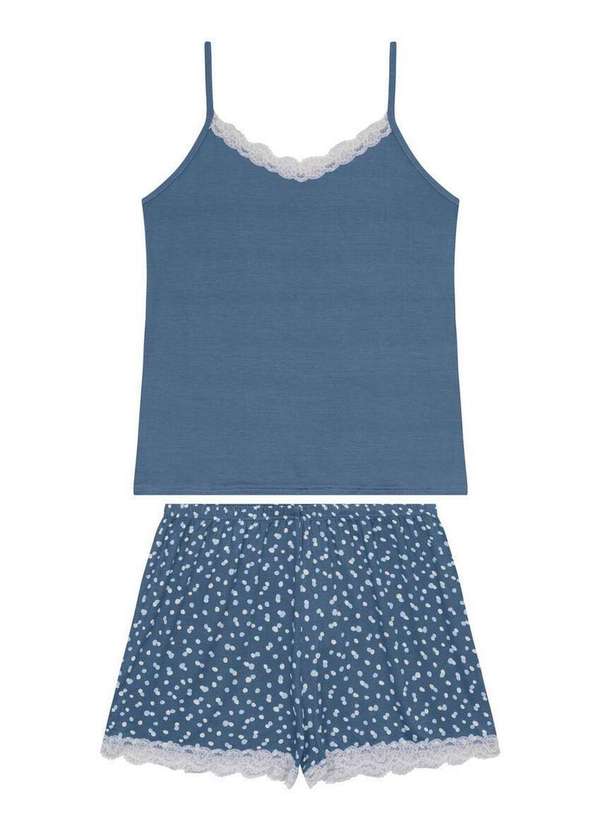Pijama Feminino Curto Malwee 1000120766 00161-Azul - Meias Sao Jorge