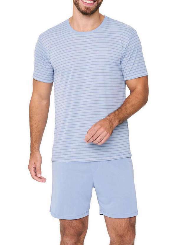 Pijama Masculino Curto Podiun 258011 326-List.-Azul-Estonado - Meias ...