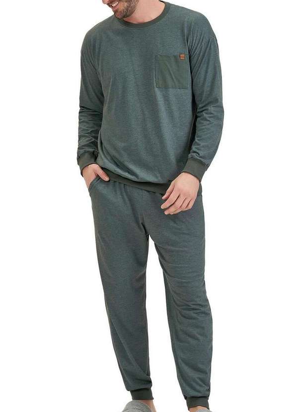 Pijama Masculino Longo Kaputz 2030014 Verde - Meias Sao Jorge