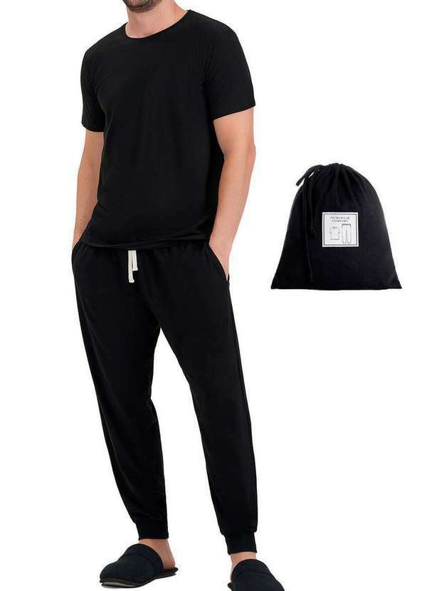 Pijama Masculino Longo Kaputz 2030024 Preto - Meias Sao Jorge