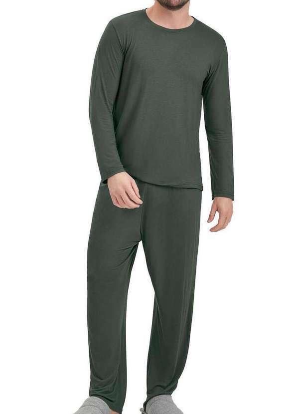 Pijama Masculino Longo Kaputz 2030035 Verde - Meias Sao Jorge