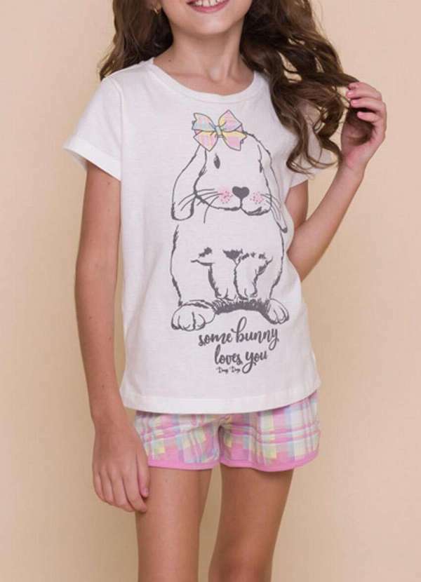 Pijama Infantil Menina Curto Daisydays 49.38.0016 Off-White - Meias Sao ...