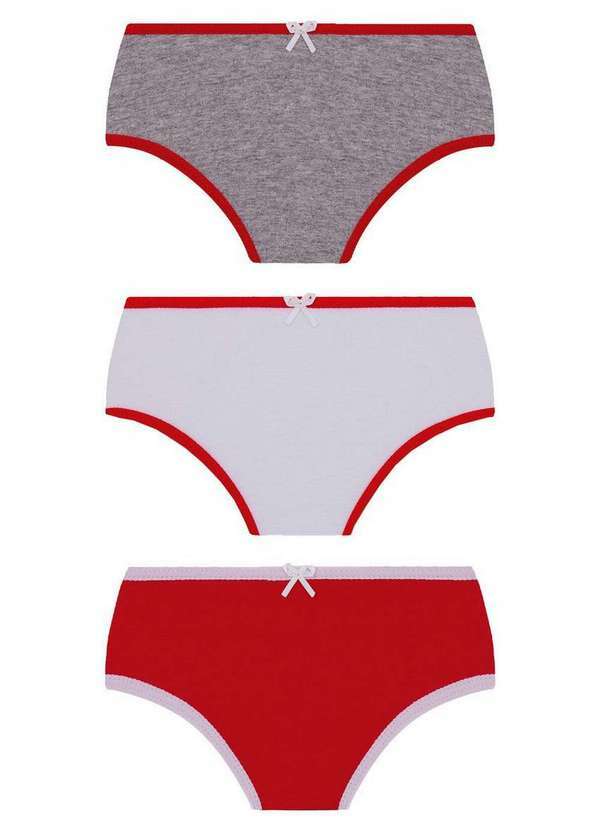 Kit com 3 Calcinhas Lobinha 18101-089 Infantil 0903-Cinza-Branco ...