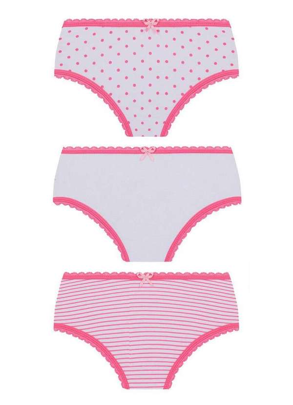 Kit com 3 Calcinhas Lobinha 18102-089 Infantil 0900-Rosa-Branco - Meias ...
