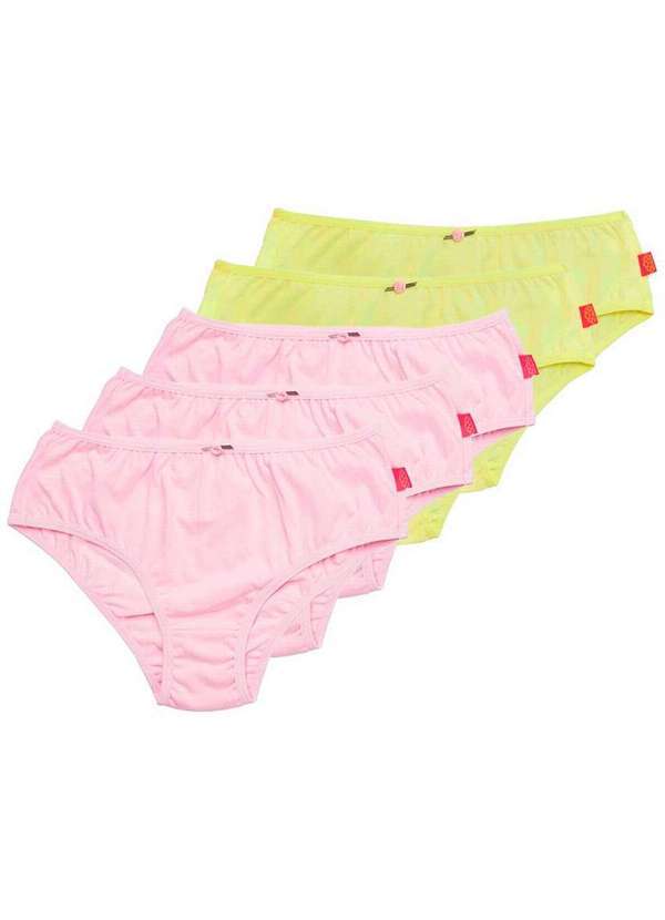 Kit com 5 Calcinhas Infantil Sanny 212830 Rosa-Bella-Amarelo-Vanilla ...