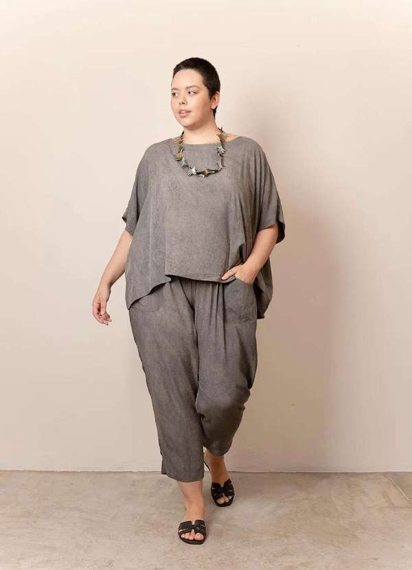 Conjunto Glória Plus Size Cinza - Flaminga