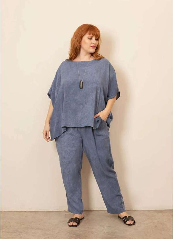 Conjunto Glória Plus Size Azul - Flaminga