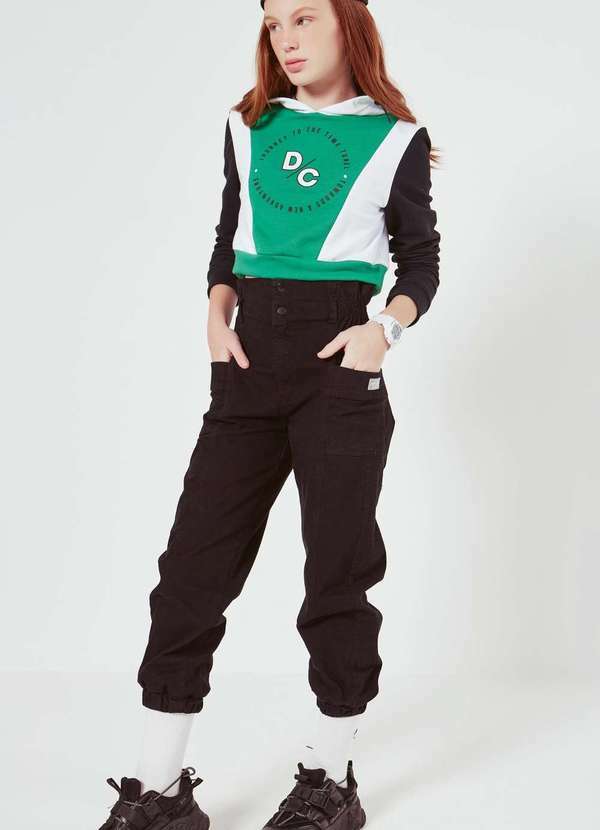 Calça Clochard com Punho e Recortes Jeans Infantil Dimy Candy Conforme ...