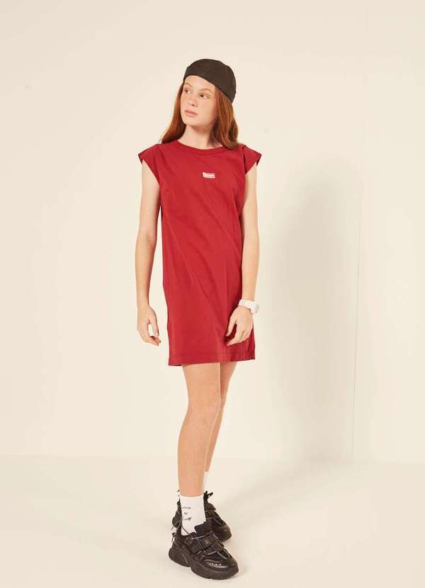 Vestido com Pregas nos Ombros de Malha Infantil Dimy Candy Vermelho ...