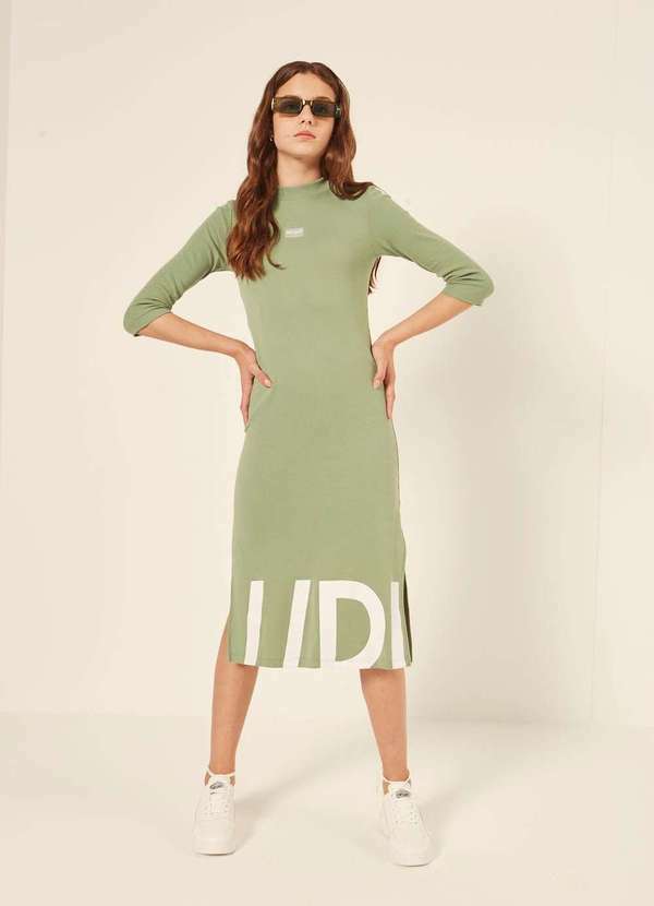 Vestido Midi Canelado com Estampa Maxi Infantil Dimy Candy Verde - Dimy