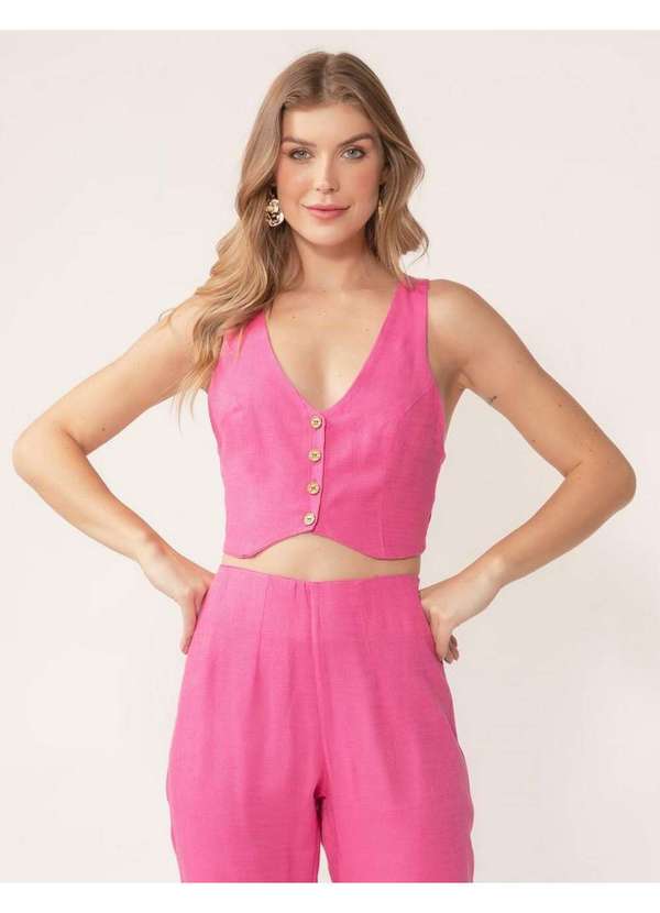 Cropped Elora Petra Linho Feminino Rosa - Elora