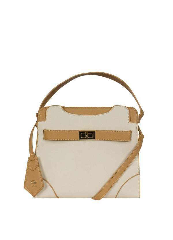 Le Postiche - Bolsa Transversal e Mão Sachtel Bicolor Le Postiche Off-White