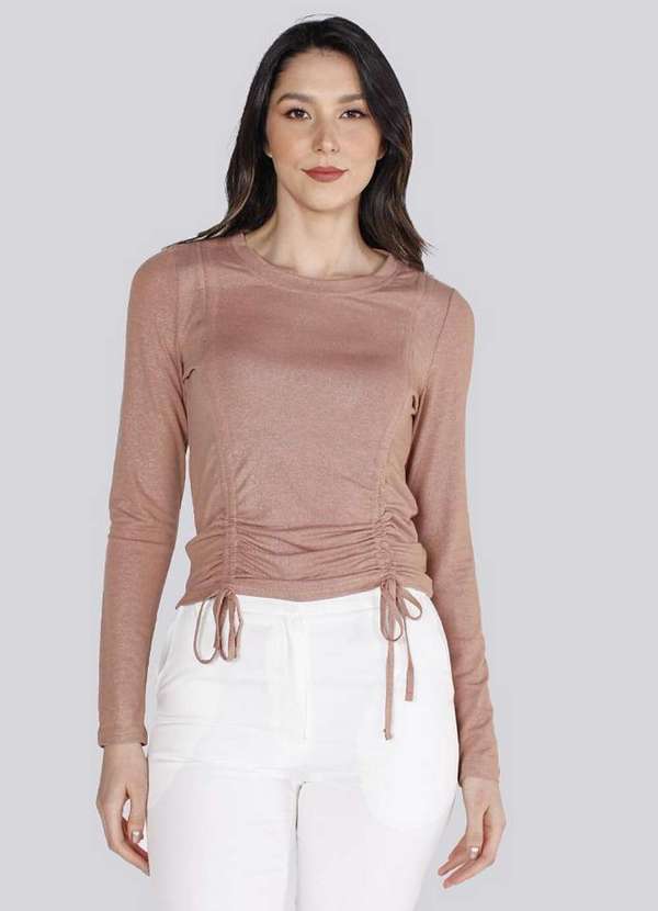 Blusa em Lurex Cordao Embutido Rosa - Lamis