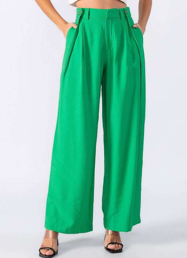 Calca Pantalona com Detalhe no Cos Verde - Lamis