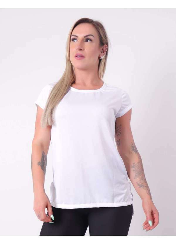 Fitmoda - Blusa Alongada com Manguinhas em Dry Fit Branco Fitmoda - Blusa Alongada com Manguinhas em Dry Fit Branco