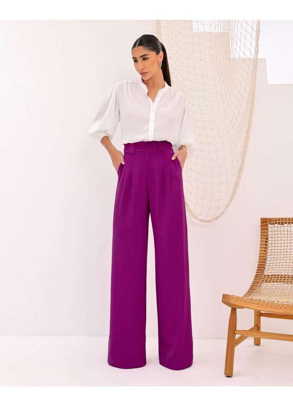 Calca Dot Clothing Alfaiataria Fucsia Roxo - Dress Us