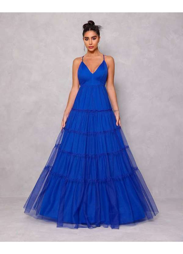 Vestido Dot Clothing Longo Azul Escuro Azul - Dress Us
