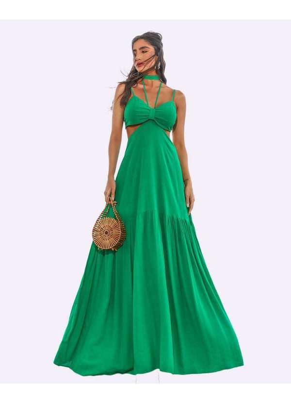 Vestido Dot Clothing Longo Tiras Verde Verde - Dress Us