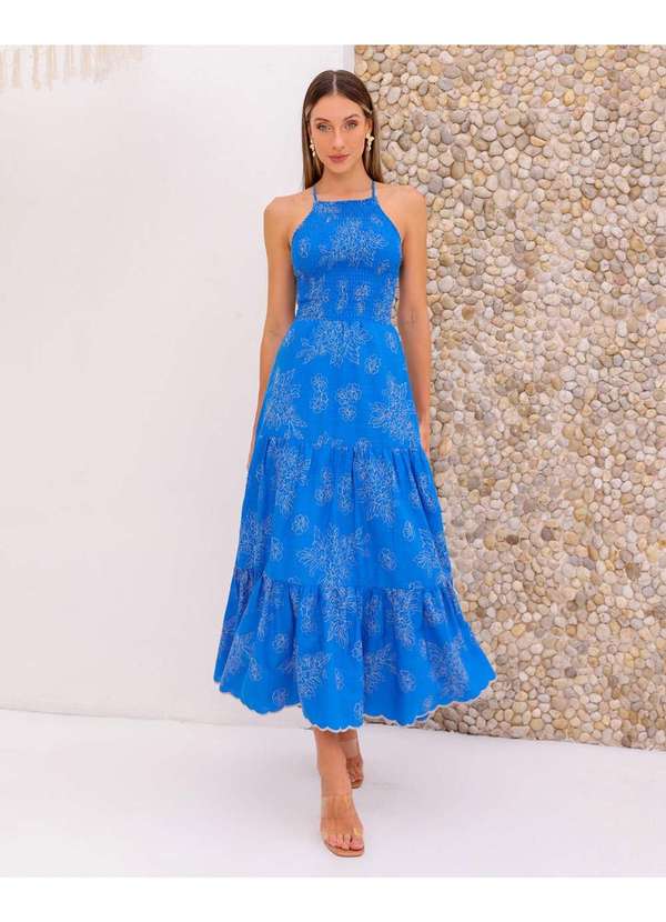Vestido Dot Clothing Longuete Laise Azul Azul - Dress Us