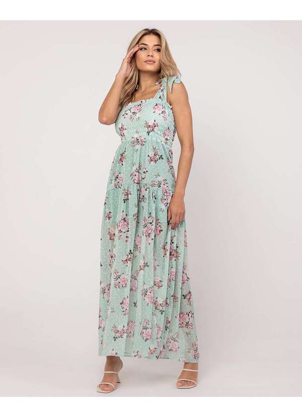 Vestido Miss Misses Longo com Alca Amarracao Verde Verde - Dress Us