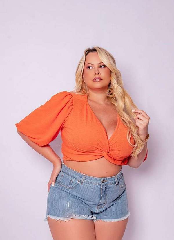 Cropped Plus Size Torcao No Decote Vermelho Ana Maya Curves