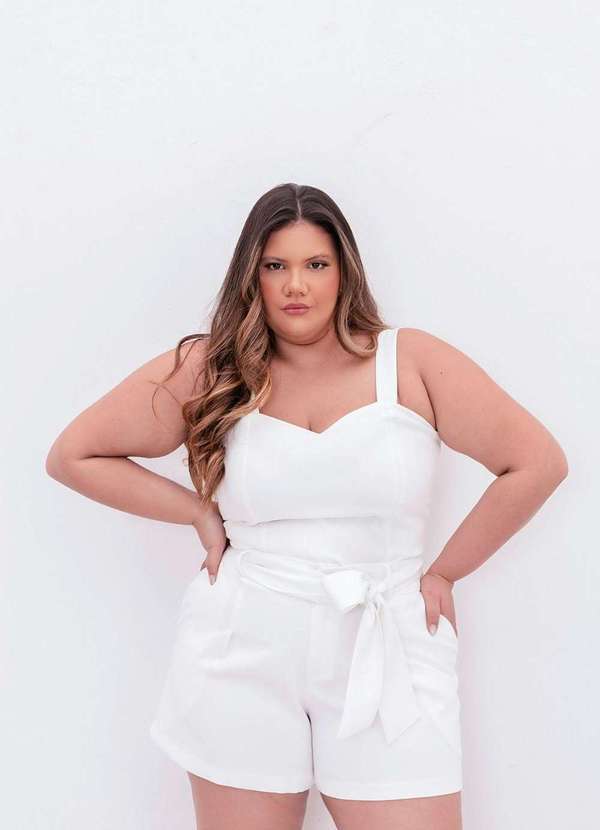 Top Plus Size Alfaiataria Ana Maya Branco - Ana Maya Curves