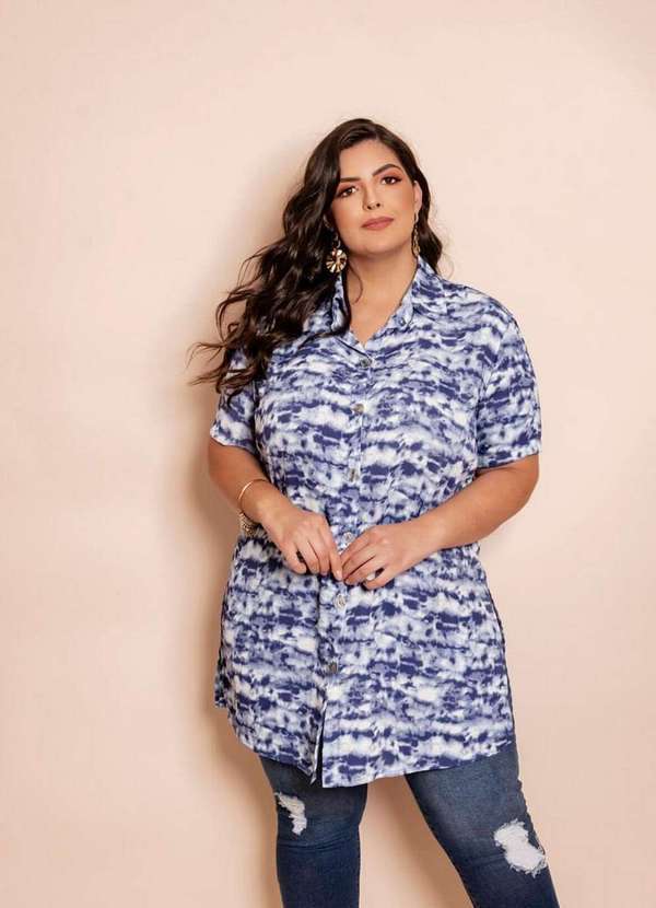 Chemise Plus Size Tie Dye Azul - Ana Maya Curves
