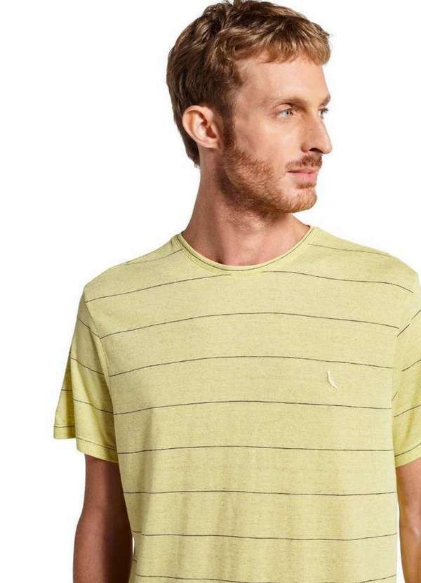 Camiseta Malha Linho Listrada Reserva Amarelo Claro - Reserva