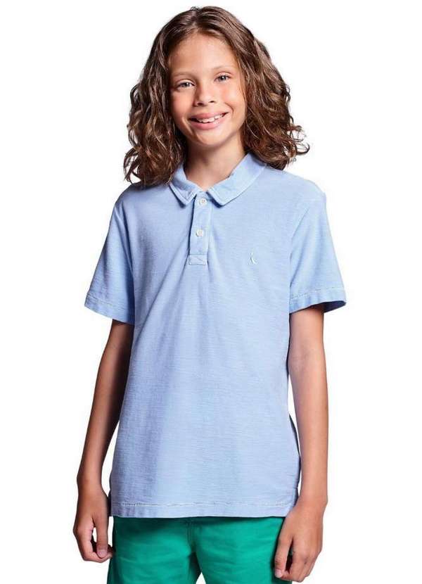 Polo Lisa Pica Pau Flame Tinturada Reserva Mini Azul Claro - Reserva