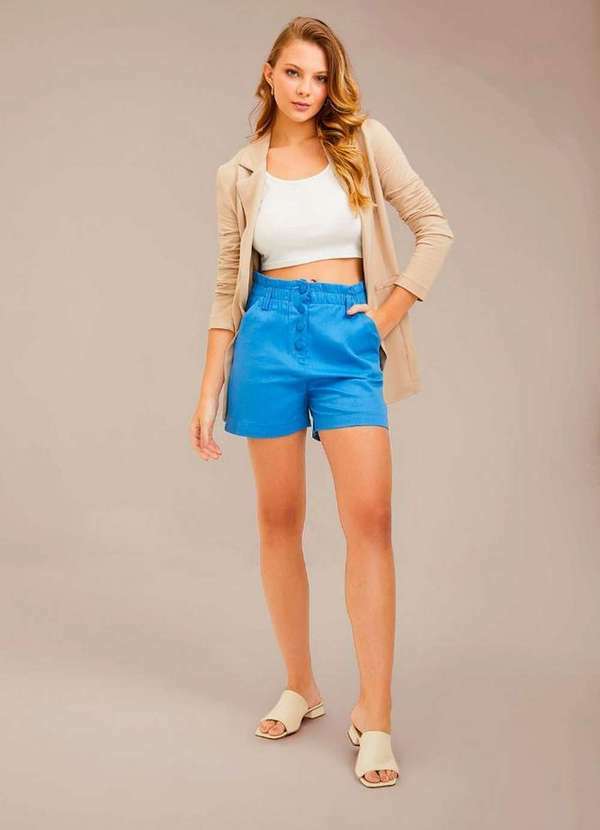 Shorts Eight Brand Elastico Loren Feminino Azul - Eight Brand