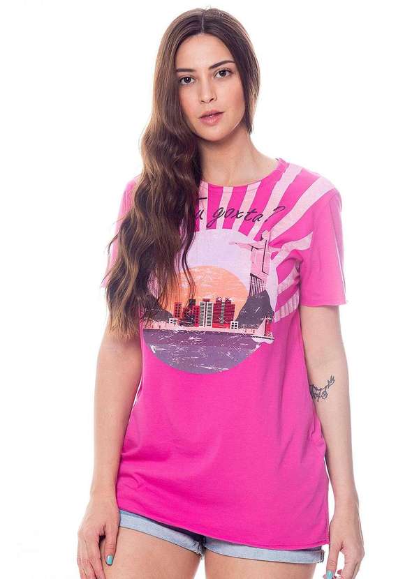 Camiseta Daniela Cristina Longline 602dc10408 Rosa Rosa - We Happy