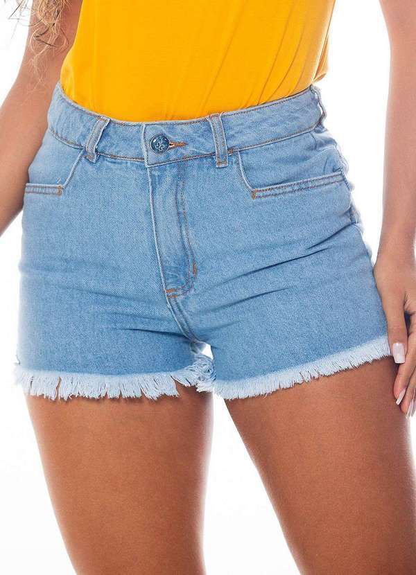 Shorts Jeans Feminino Bolsao Lapop Lp41 Azul Claro Azul - We Happy