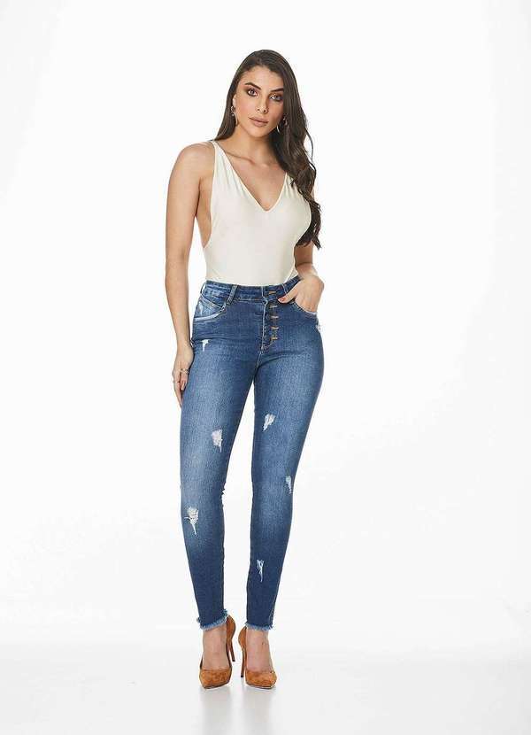 Calca Mid Rise Linda Z 206621469 Azul Azul - We Happy