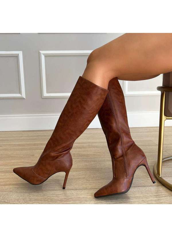 Bota Isis Salto Fino Caramelo Caramelo - Damannu Shoes