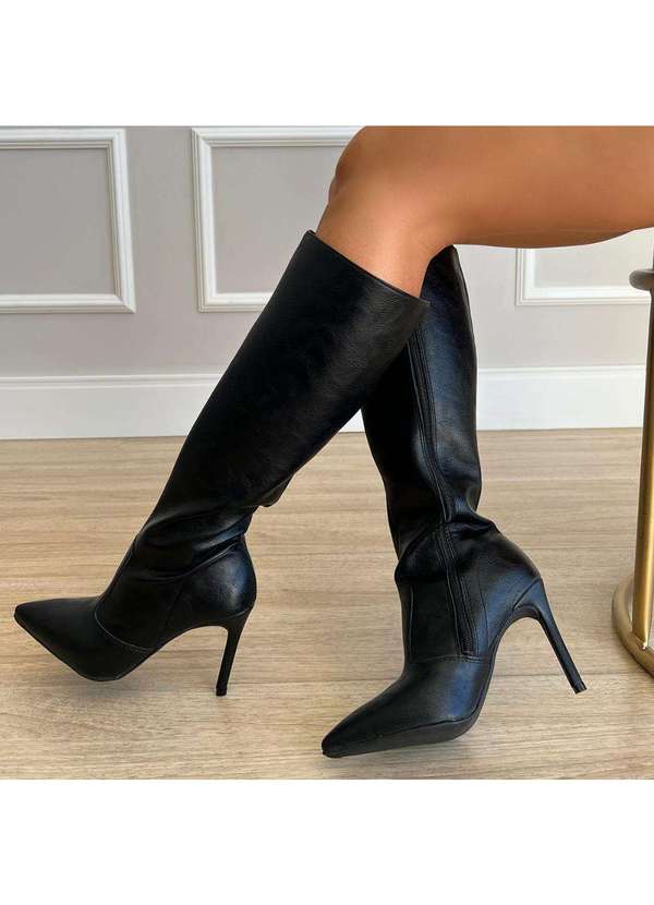 Bota Isis Salto Fino Preto Preto - Damannu Shoes