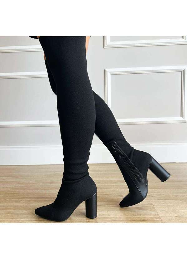 Bota Over Meia Juliana Preto Preto - Damannu Shoes