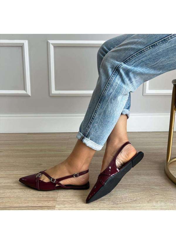 Flat Slingback Yanna Bordô Bordô - Damannu Shoes