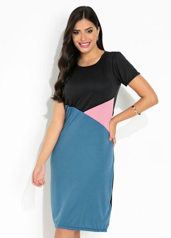 Vestido Preto com Recortes Moda Evangélica - Rosalie