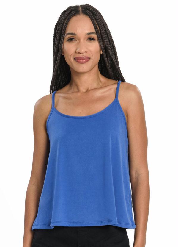 Blusa de Alças Feminina Lisa Azul - Rovitex