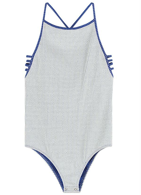 Enfim - Body (Azul) Canelado Listrado